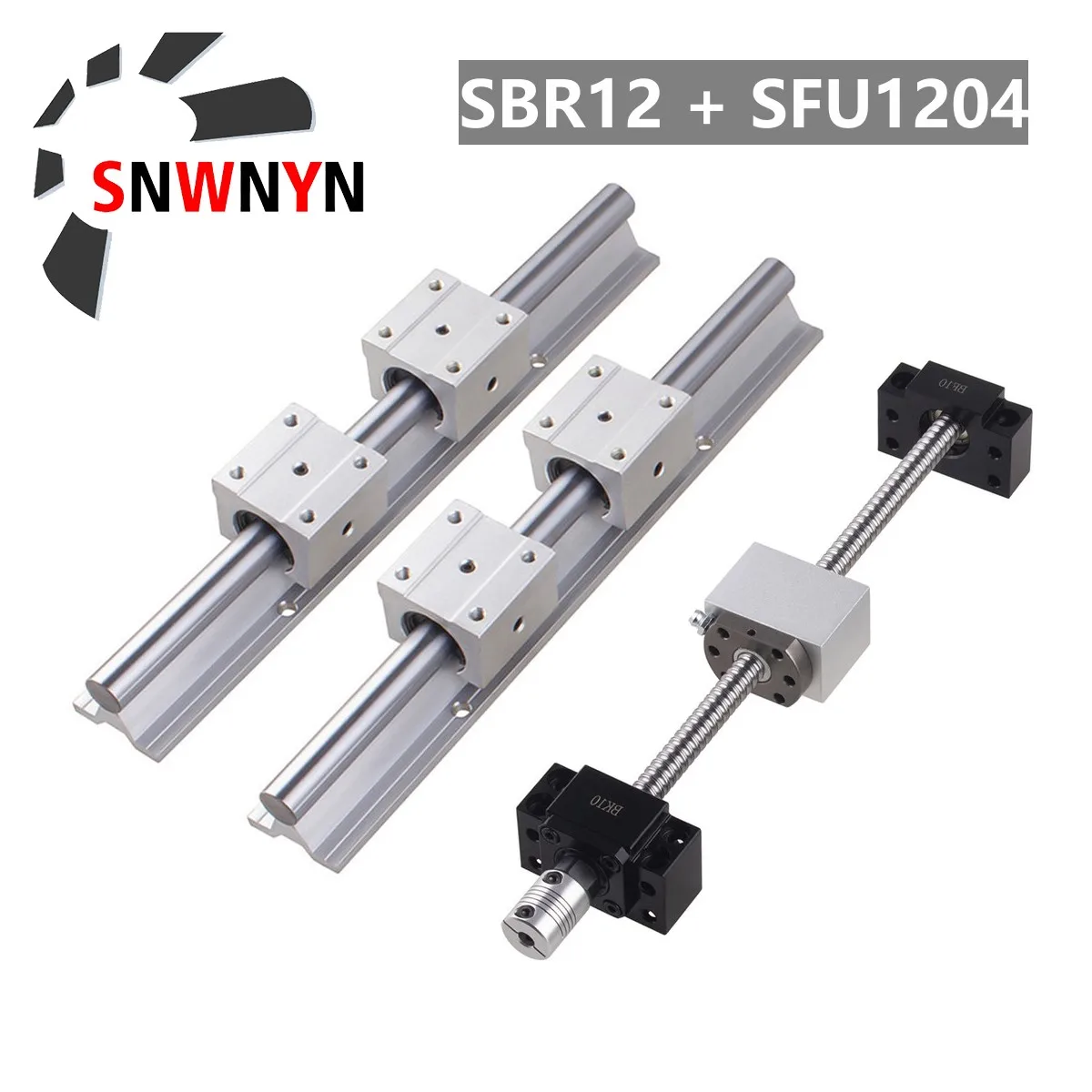 SFU1204-Ball-Screw-300-1500mm-1204-Nut-BKBF10-End-Support-Coupling-1204 ...