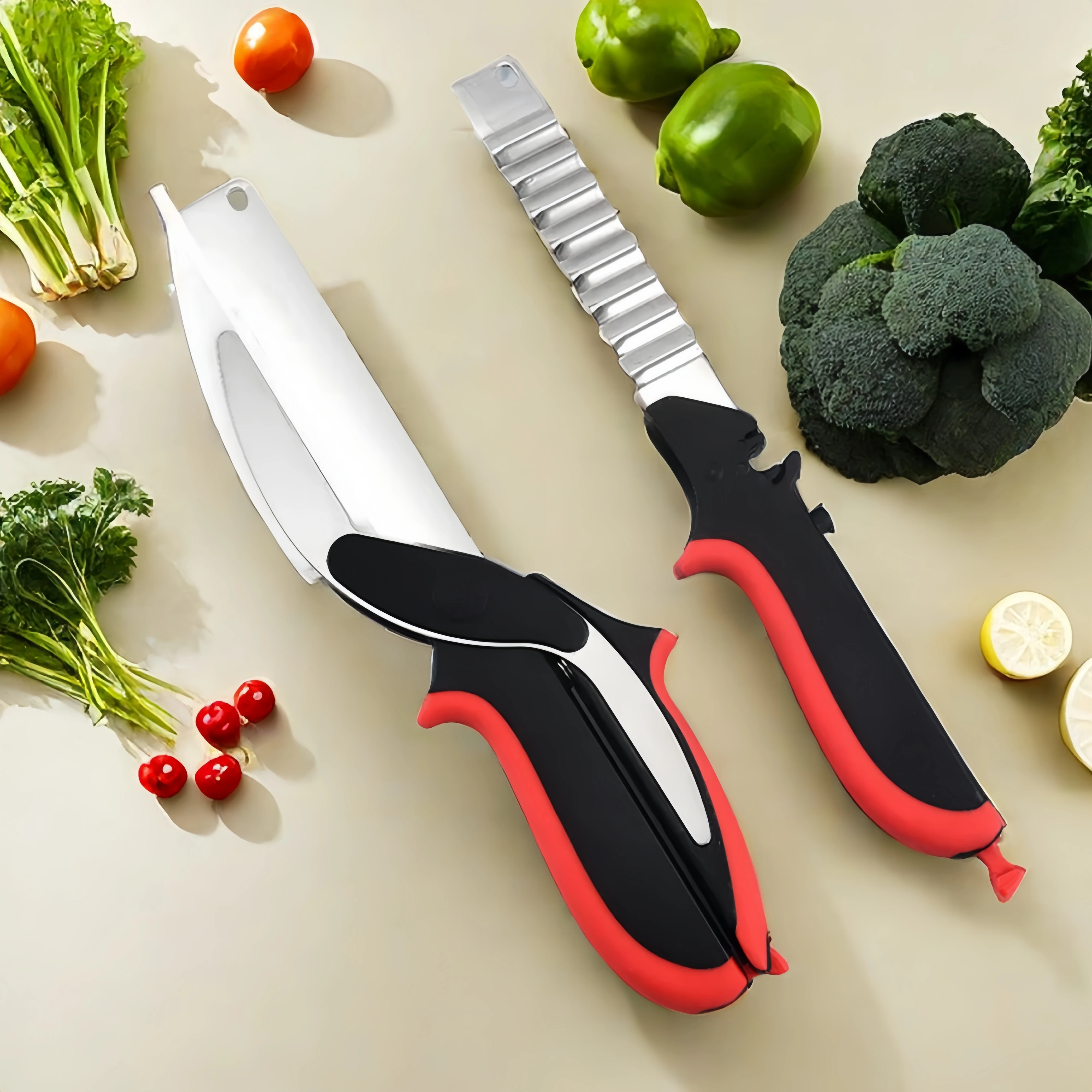 Premium-Multi-function-Kitchen-Scissors-With-Waffle-Knife-Chop-Scissors ...