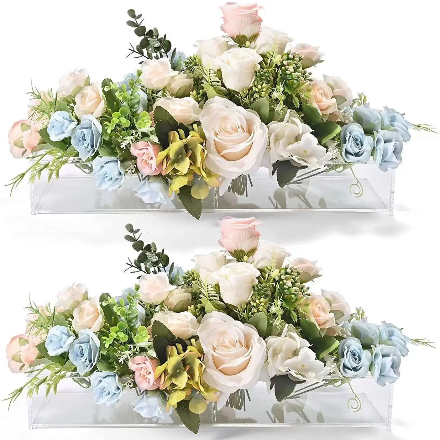 Rectangular Glass Vase Centerpiece