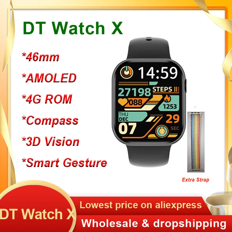 Reloj-inteligente-DT-X-AMOLED-para-hombre-y-mujer-pulsera-con-4GB-de ...