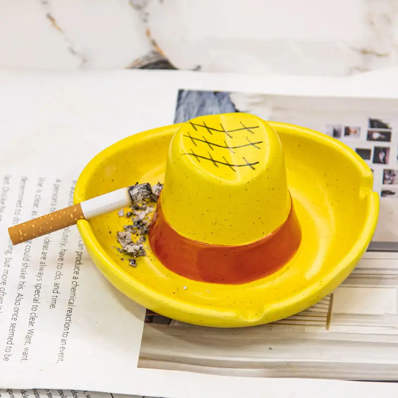 Creative Anime One Piece Straw Hat Luffy Ceramic Ashtray Office Desktop ...