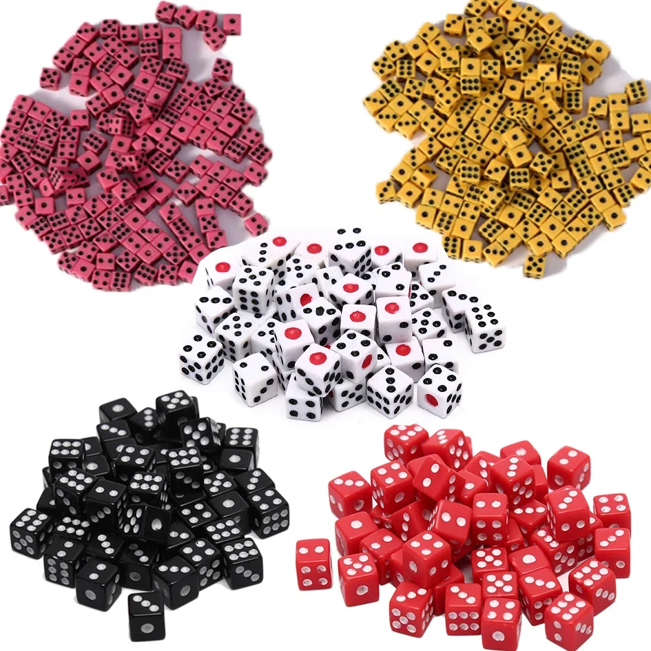 50Pcs-Lot-Dices-8mm-7colors-Plastic-White-Gaming-Dice-Standard-Six ...