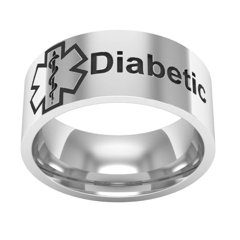 8mm-Mens-Steel-Medical-Alert-Diabetic-Ring-Diabetes-Medical-ID-Band ...