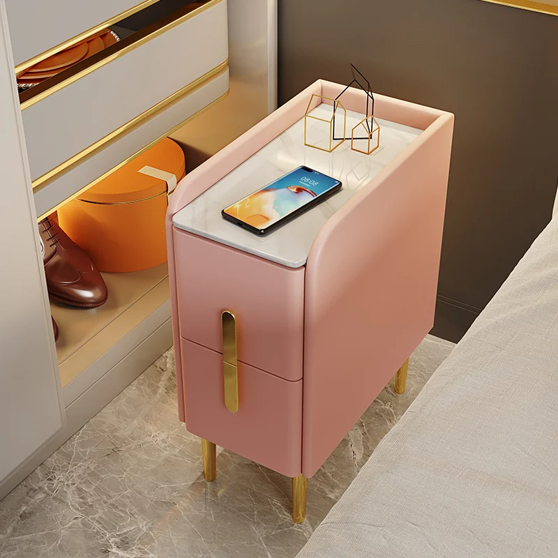 Ultra-narrow-White-Bedside-Table-Solid-Wood-Storage-Cabinet-Rack ...