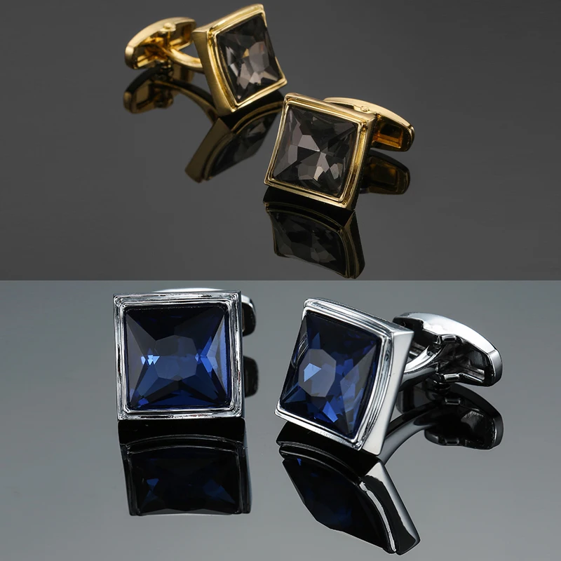 High-quality-men-s-French-shirt-cufflinks-luxury-metal-Square-blue ...