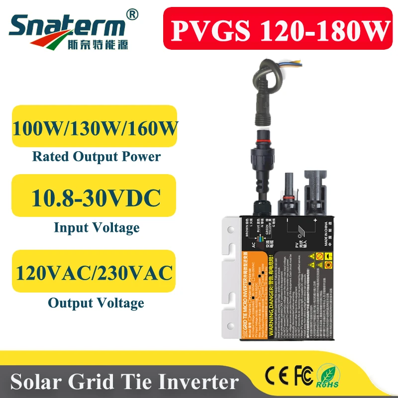 PVGS 시리즈 MPPT 태양광 그리드 타이 마이크로 인버터, DC10.8-30V 출력 110V-240V, 태양광 PV 전력 인버터, 120W, 150W, 180W