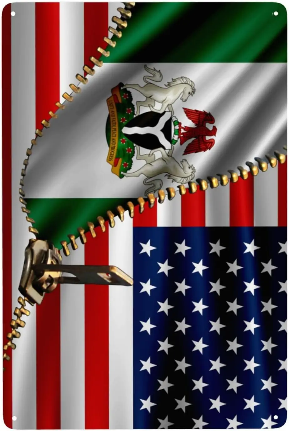 Usa-American-Flag-And-Nigeria-Nigerian-Flag-Sign-Metal-Iron-Painting ...
