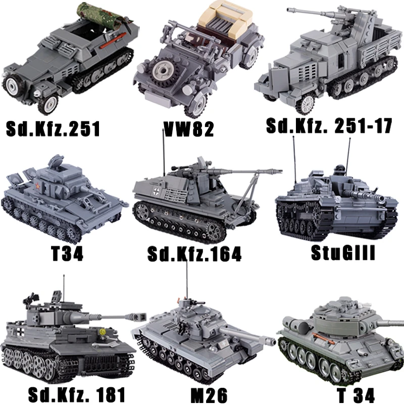 Military Main Battle Tank Building Blocks WW2 Soviet Vehicle German ...