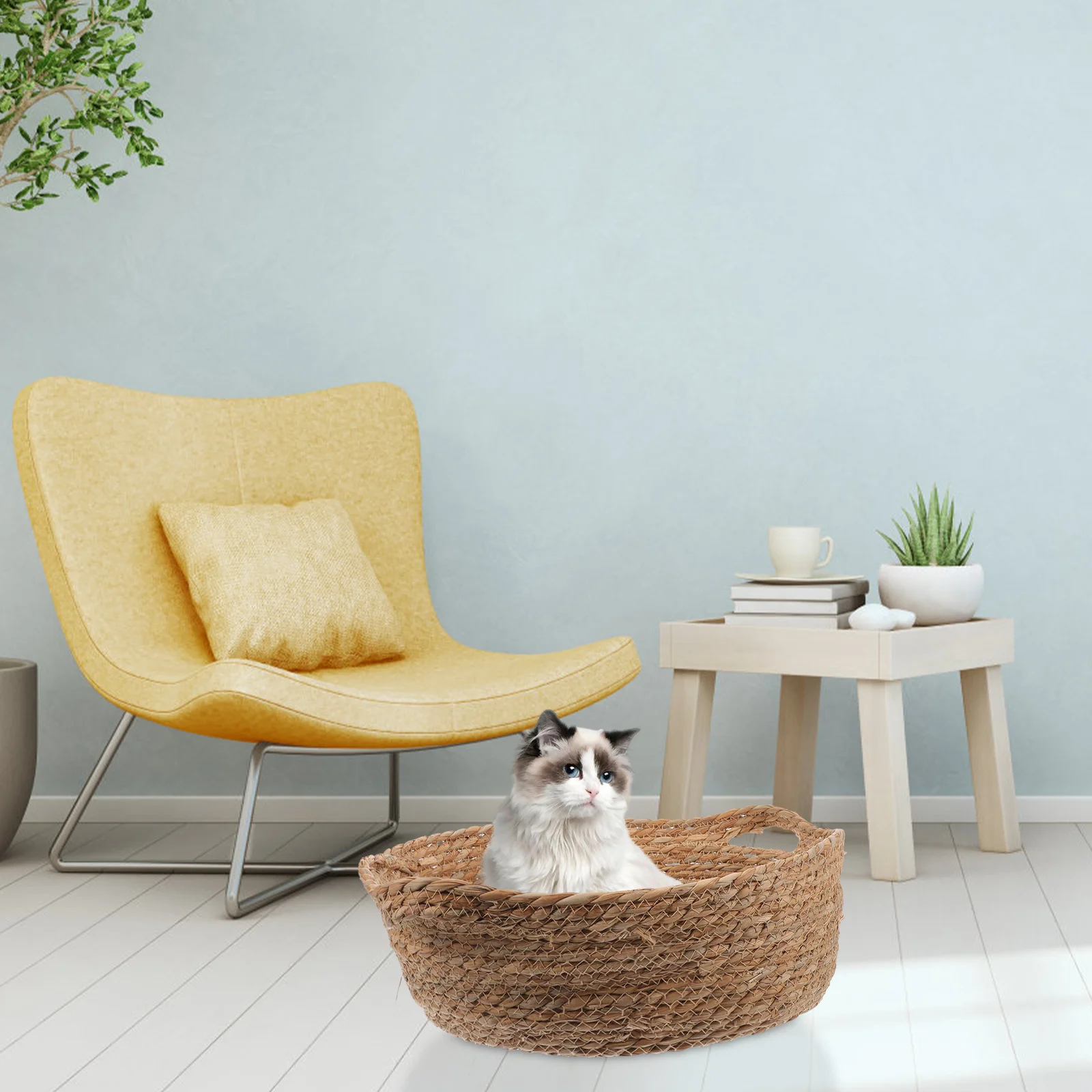 Straw Woven Cat Nest Pet Sleeping Bed Clean Location Delicate Process ...