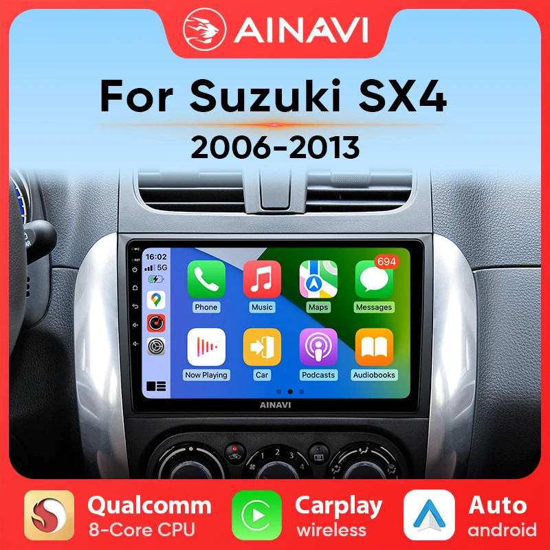 Odtwarzacz multimedialny Ainavi dla Suzuki SX4 2006 2013 dla Fiat Sedici Carplay Android Radio ...