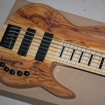 one-piece set maple neck through body 6 Strings 9V active electric bass ...