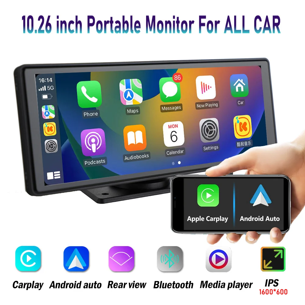 Carplay Wireless Monitor 10.26" Carplay Screen Touch Display For Car ...
