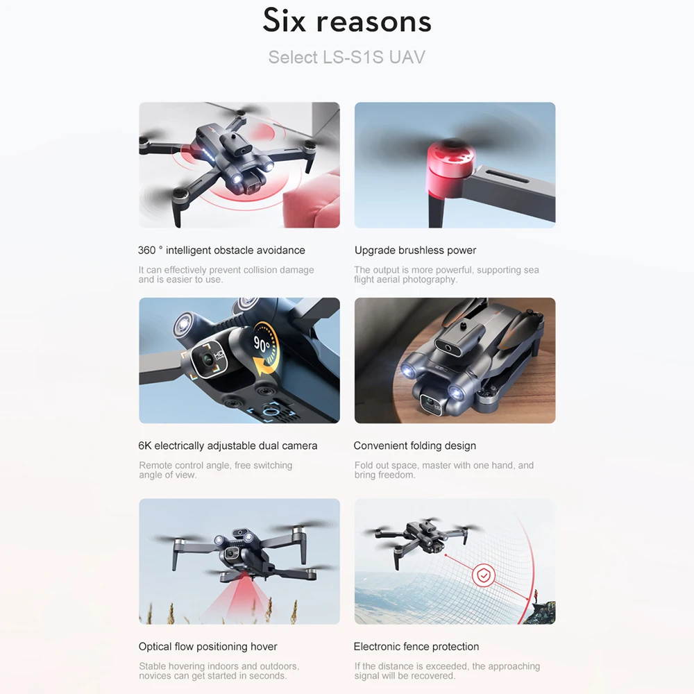 Lenovo S1S Drone 8K/4K Professional HD Aerial Photography Intelligent Obstacle Avoidance ...