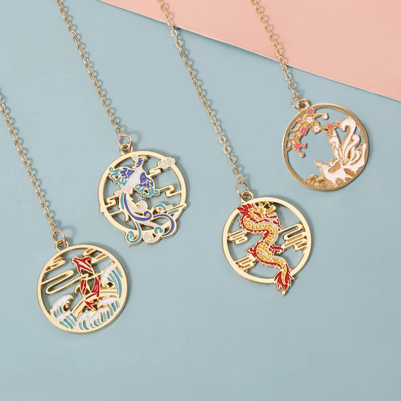 Auspicious-Dragon-And-Colorful-Phoenix-Bookmark-Student-Exquisite ...