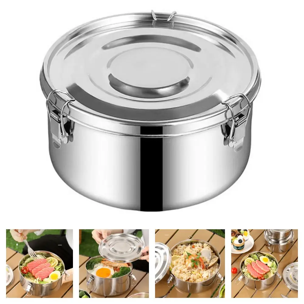 NEW 304 Stainless Steel Lunch Box Round Large Capacity Bento Box Leak ...