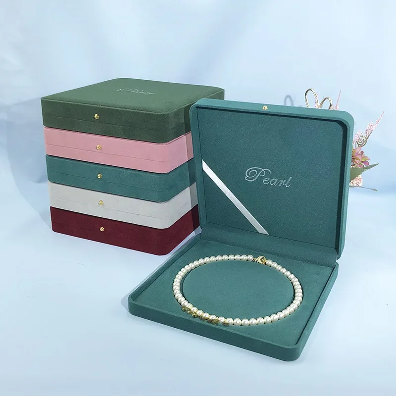 Pearl Necklace Storage Box Set Velvet Crown for Wedding Pendants ...