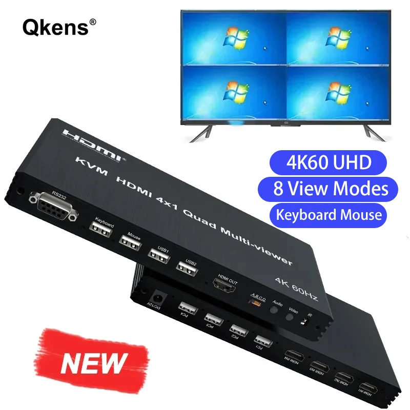 4k-60Hz-USB-KVM-4X1-HDMI-Multiviewer-Quad-Screen-Splitter-Seamless ...