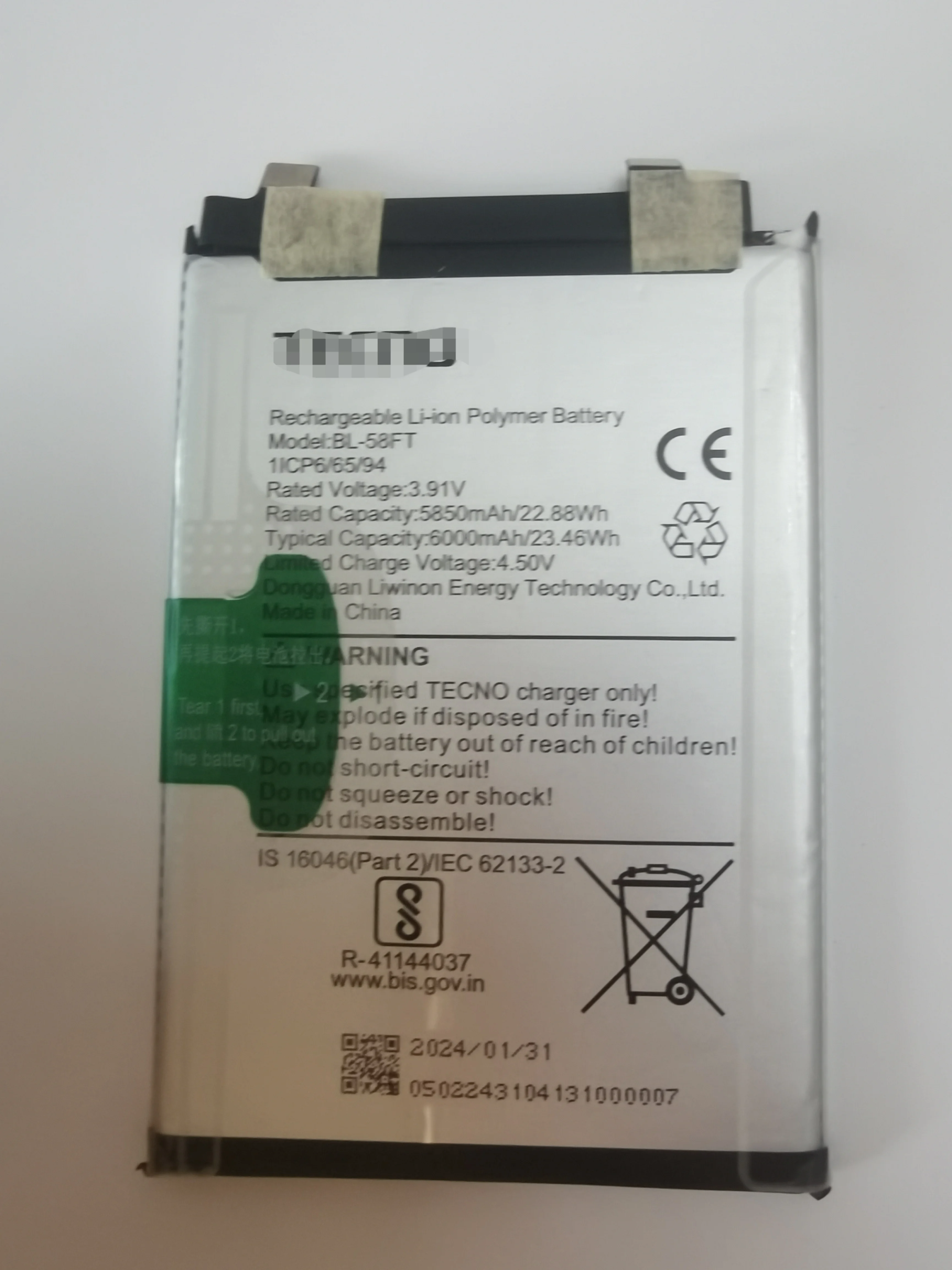 Original-New-Battery-6000mAh-BL-58FT-For-Tecno-BL-58FT-Mobile-Phone ...