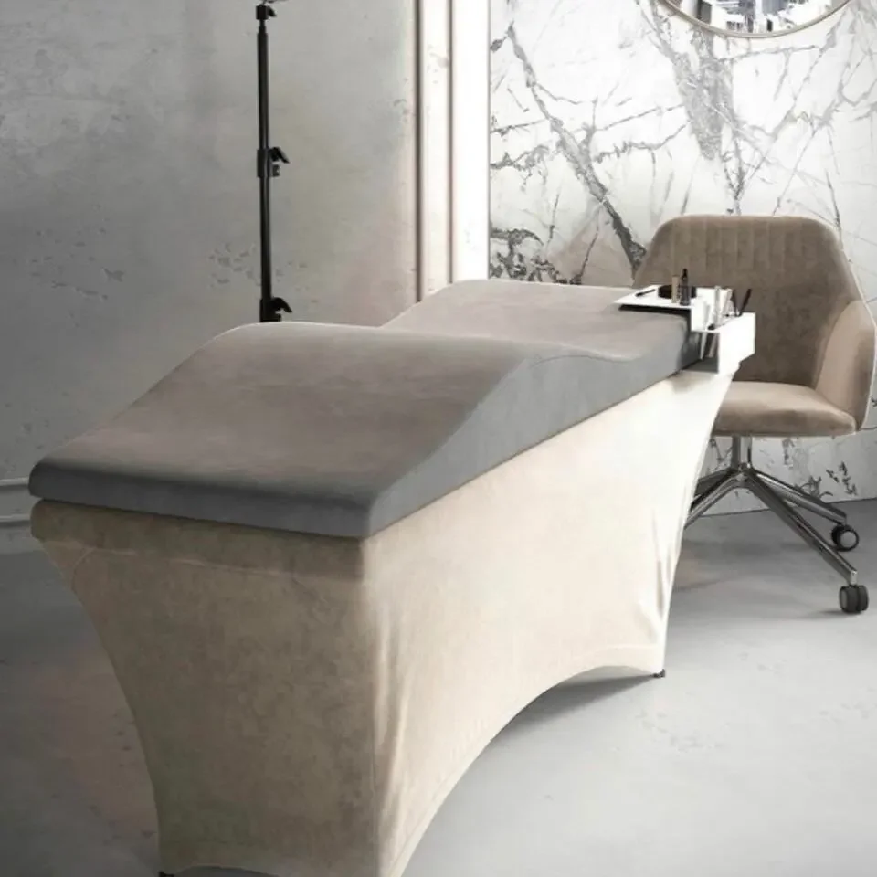 OEM beauty spa bed pads wave curved velvet foldable memory foam lash ...