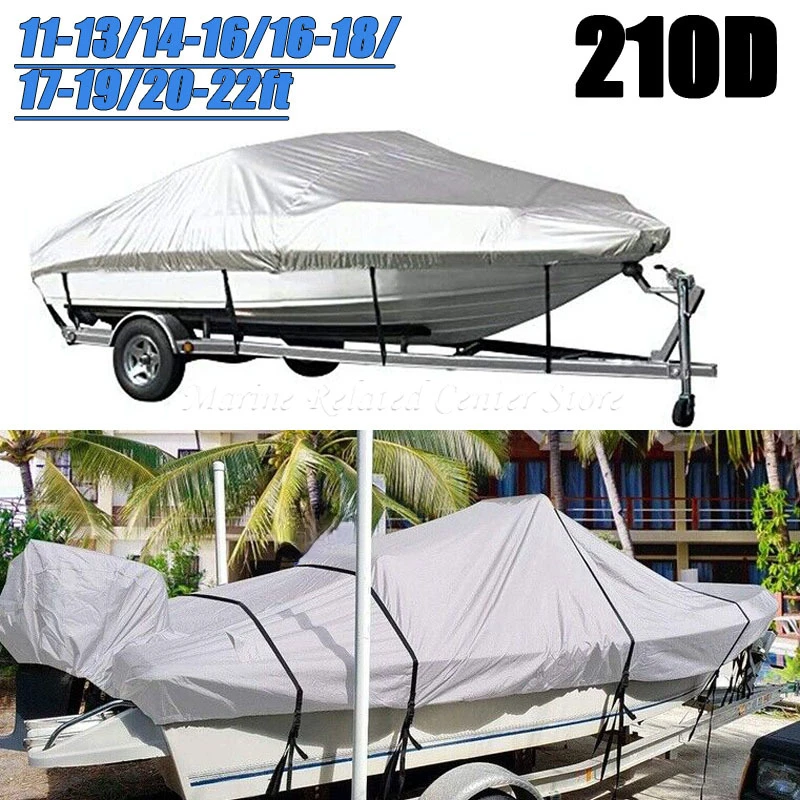 Boat Cover 210D 11-22FT Yacht Outdoor Protection Waterproof Boat Cover ...