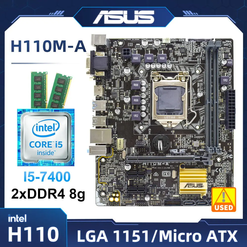 1151 Motherboards ASUS H110M A Motherboard with intel Core i5 7400 cpu ...