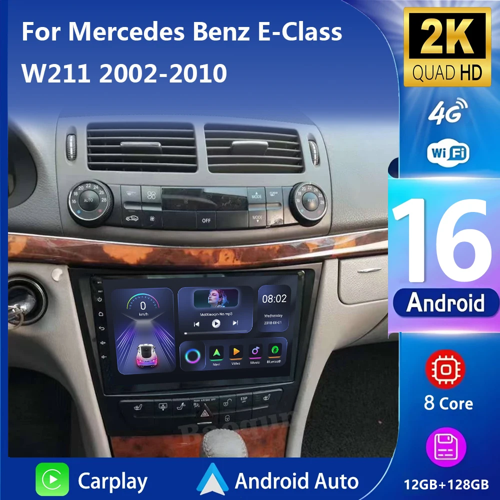 for Mercedes Benz E-class E Class W211 E200 CLS 2002-2010 Android Auto ...