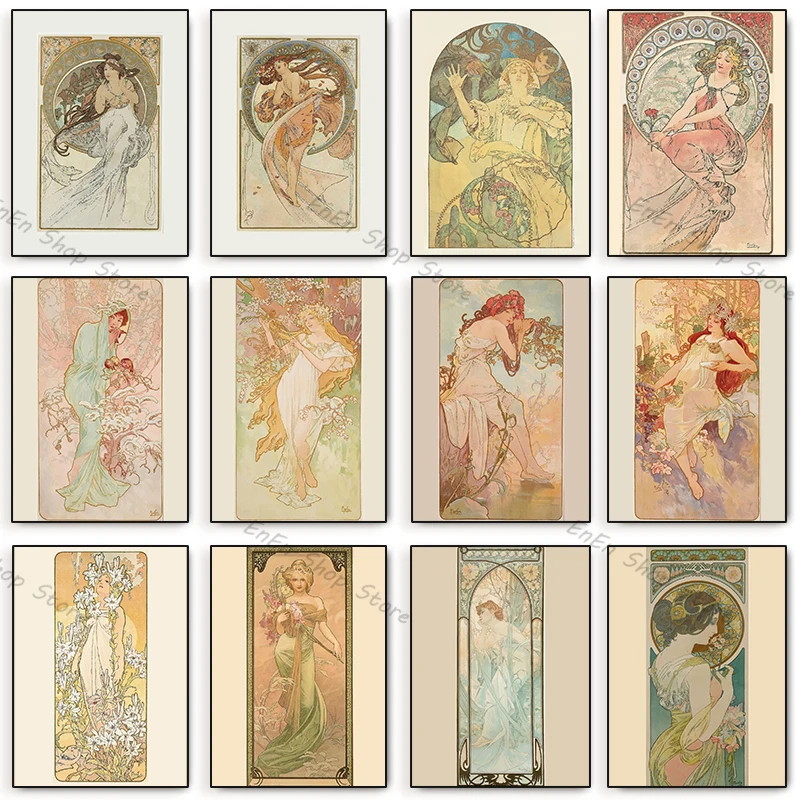 Alphonse-Mucha-Les-Saisons-Goddess-Wall-Art-Posters-Print-Nordic-Canvas ...