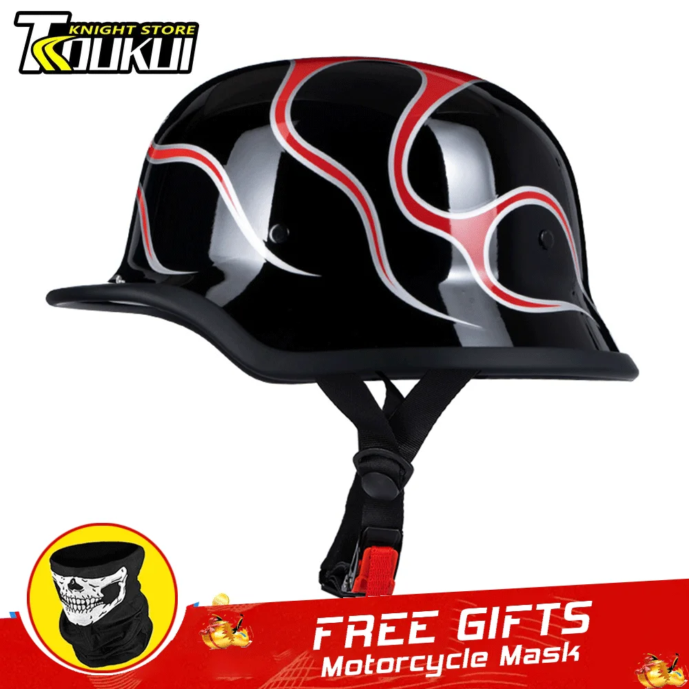 Motorcycle-Helmet-Retro-German-Moto-Helmet-Safety-Approved-Helmet-Half ...