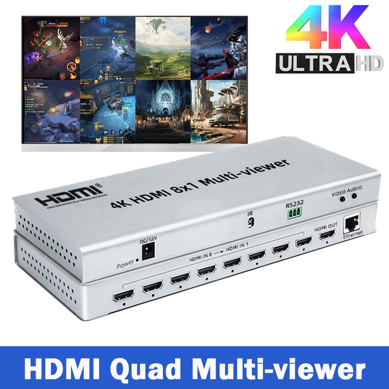 4K HDMI 멀티 뷰어 스위치, 8x1 HDMI 8 채널 비디오 심리스 스위치, 8 in 1 출력 화면 분할기, 10 가지 보기 모드|HDMI 케이블| - AliExpress