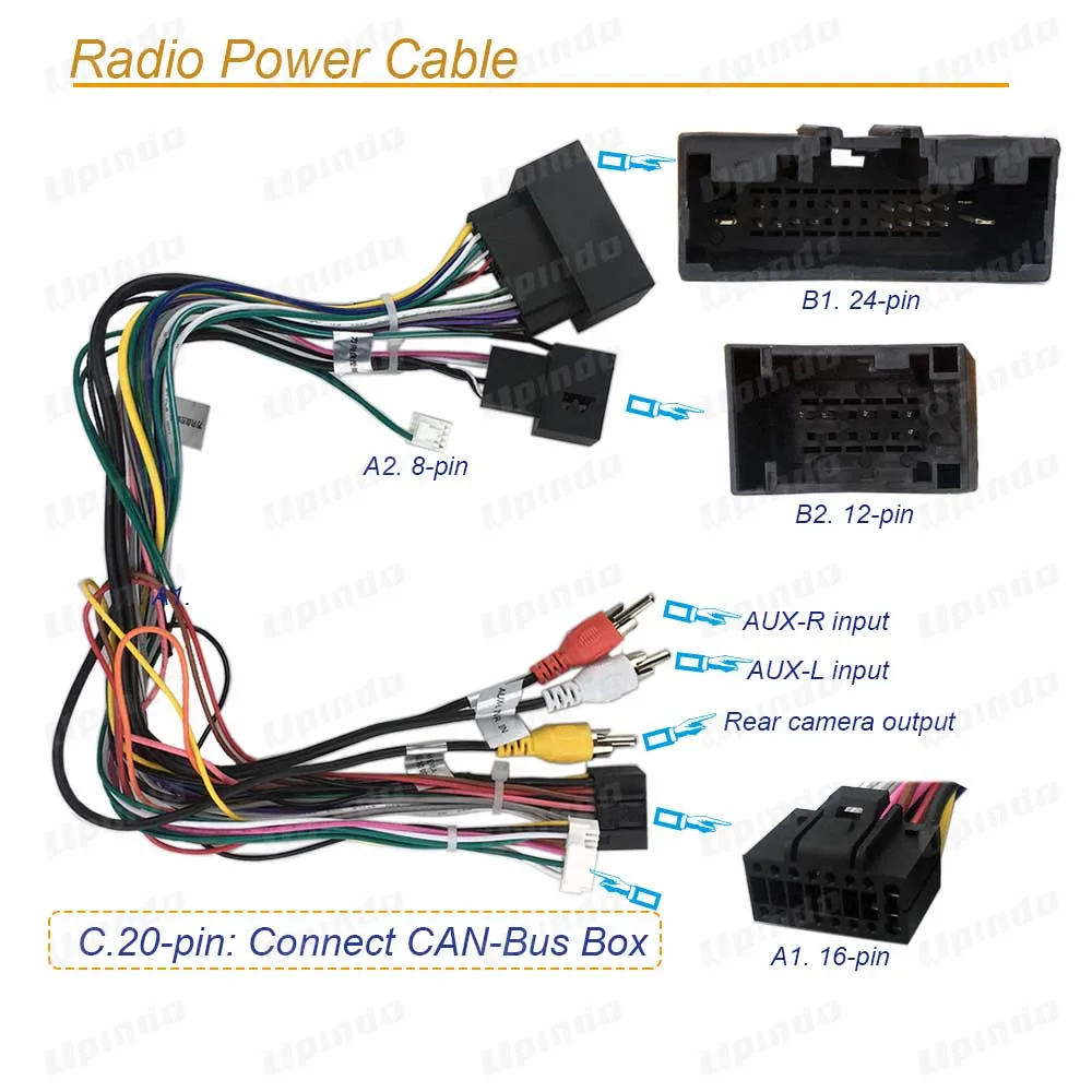 16 Pin Radio Harness SKYFAME Car Android 16pin Wiring Harness Cable ...
