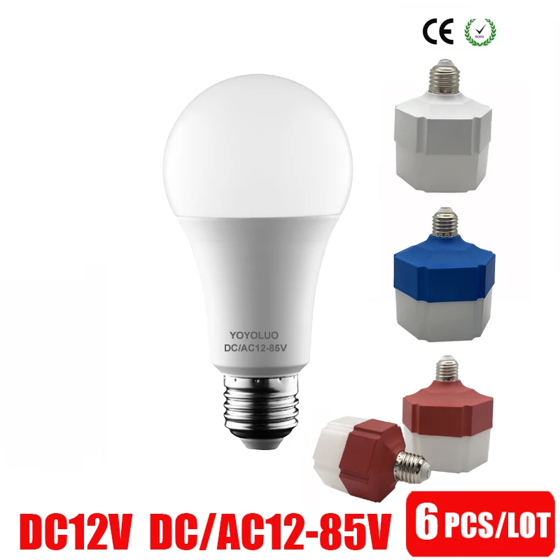 E27 Luzes LED Bulbo 3W 6W DC 12 V 24V 36V Conduziu a Lâmpada AC 9W 12W ...