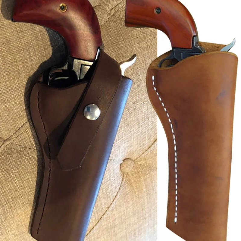 Western-Cowboy-Gunfighter-Revolver-Holster-Rig-Leather-Pistol-Gun ...