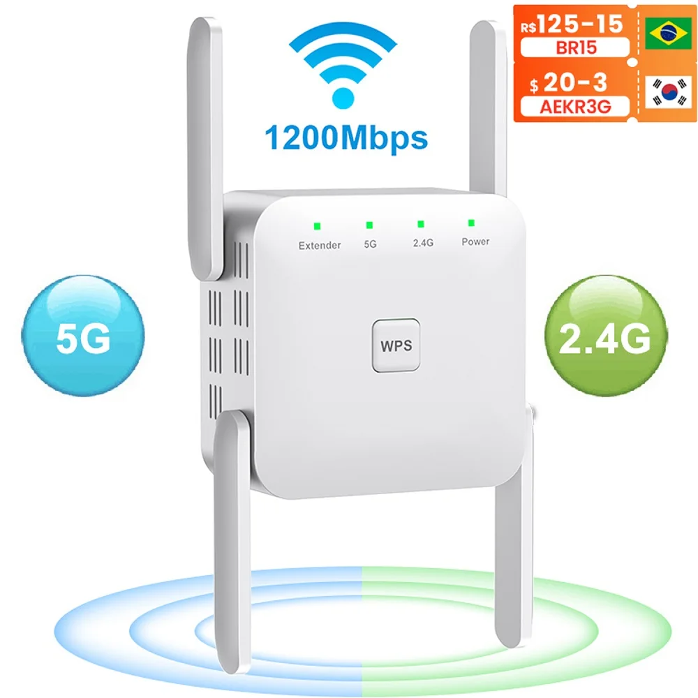 Repetidor WiFi de 5 Ghz, extensor Wifi inalámbrico, amplificador Wi Fi ...