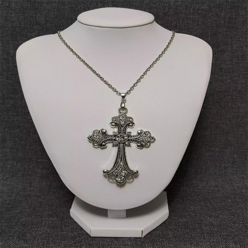 Rhinestone Cross Statement Necklace | Large Cross Necklace Women ...