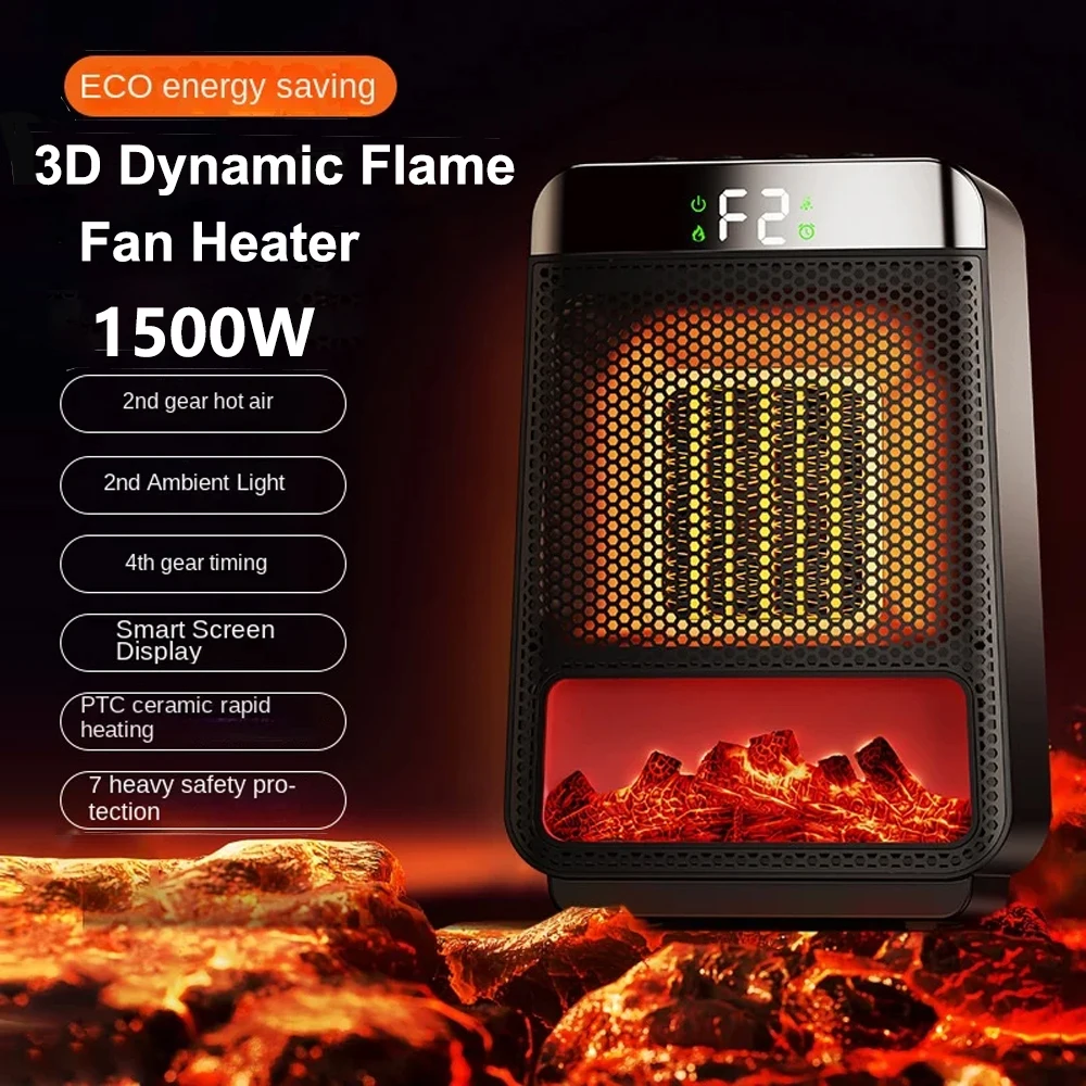 Fan-Heater-3D-Dynamic-Flame-Bathroom-Home-Heater-1500W-Portable ...