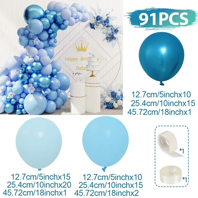 Blue Balloon Garland Arch Kit Wedding Birthday Ballon 1st One Year ...