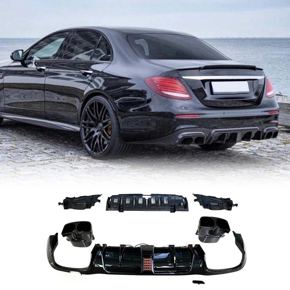 후면 범퍼 립 디퓨저, 라이트 배기 팁 포함, 벤츠 E 클래스 W213 E200 E260 E300 E63 AMG 2017 2018 2019 PP용| | - AliExpress