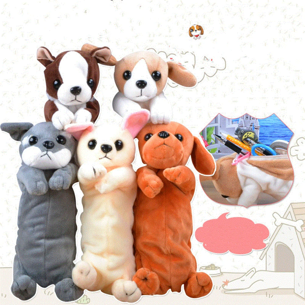 Cartoon Plush Pencil Case Kawaii Stationery Plush Dog Puppy School ...
