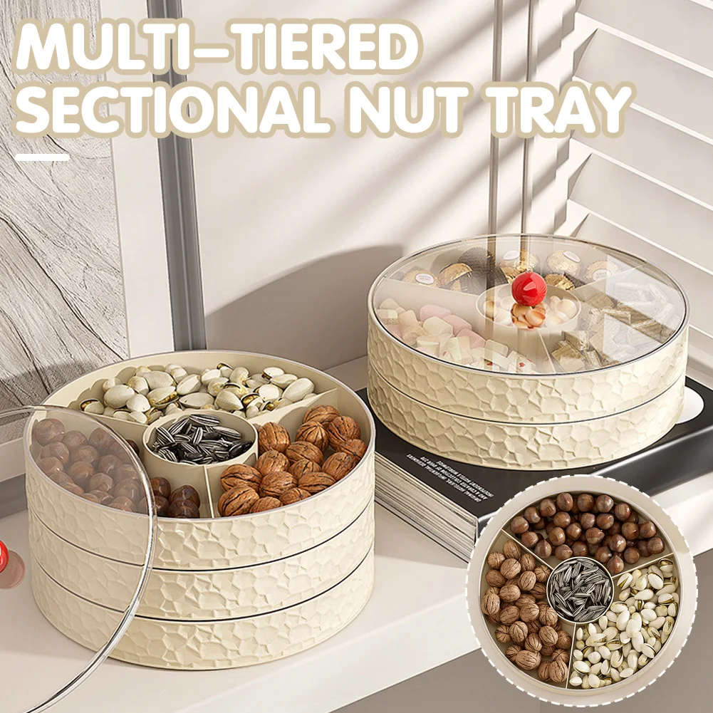 Round-Divided-3-Compartment-Serving-Tray-Rack-with-Lid-Multipurpose ...