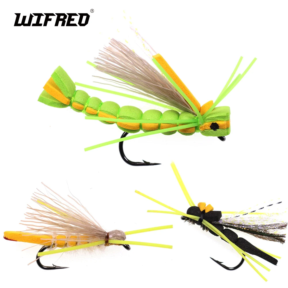 Wifreo 4PCS Trout Fly Foam Body Grasshopper Dry Fly Rainbow Trout Bass ...