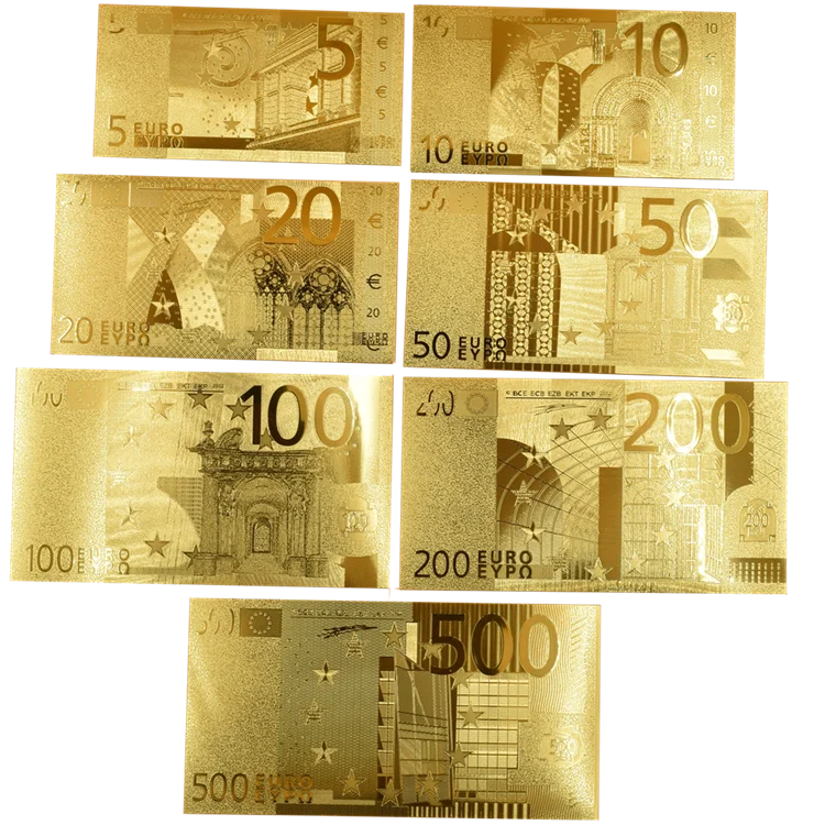 24k-Gold-Foil-Banknotes-Full-7PCS-Euro-Set-Banknote-Collection ...