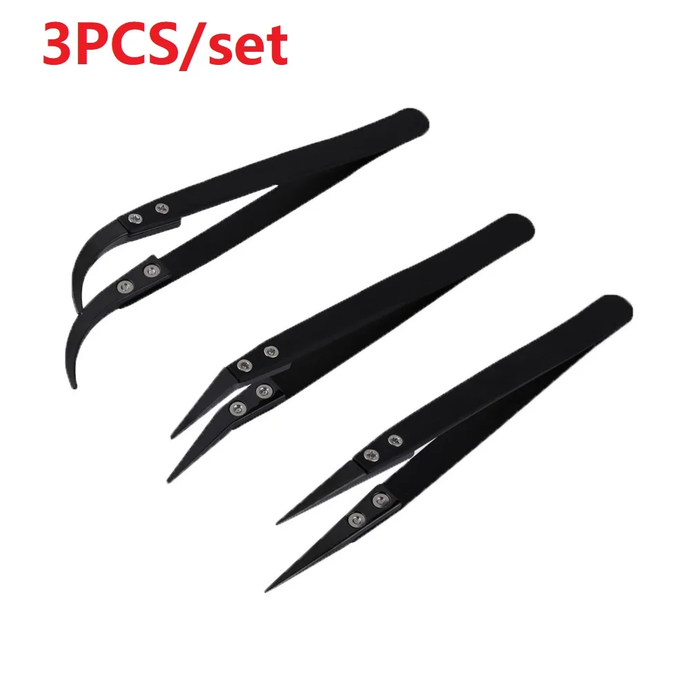3pcs Non Conductive Ceramic Tweezers Anti Static Reverse Tweezers Heat ...