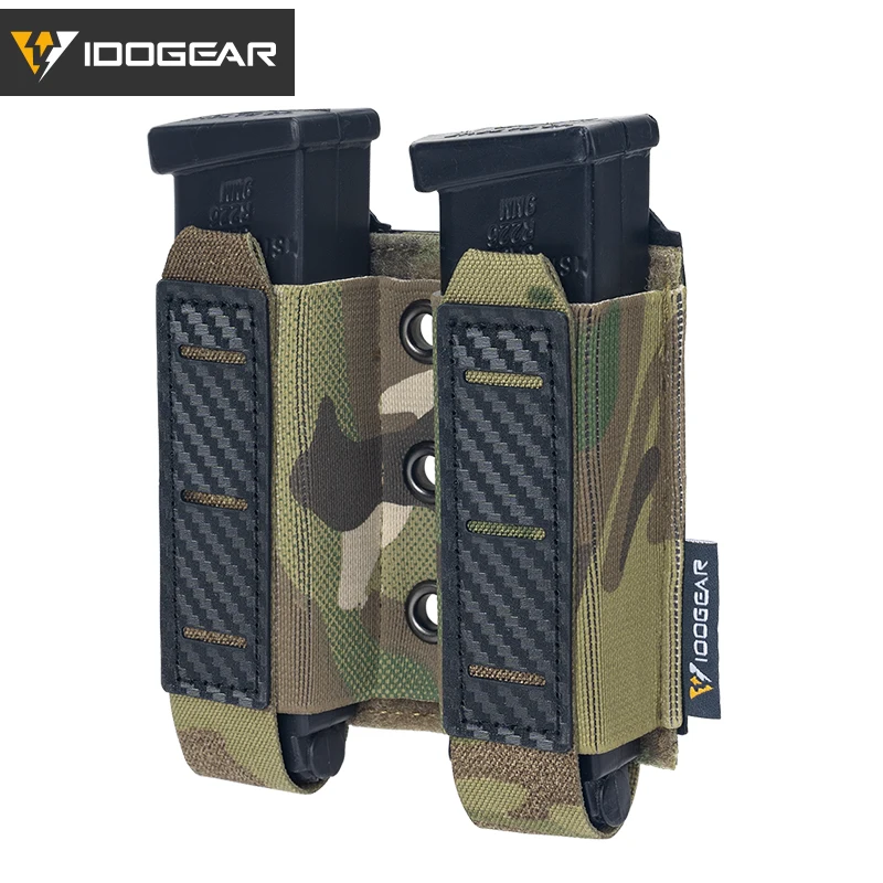 IDOGEAR Tactical Mag Pouch 9mm Double Mag Carrier Carbon Fiber MOLLE ...