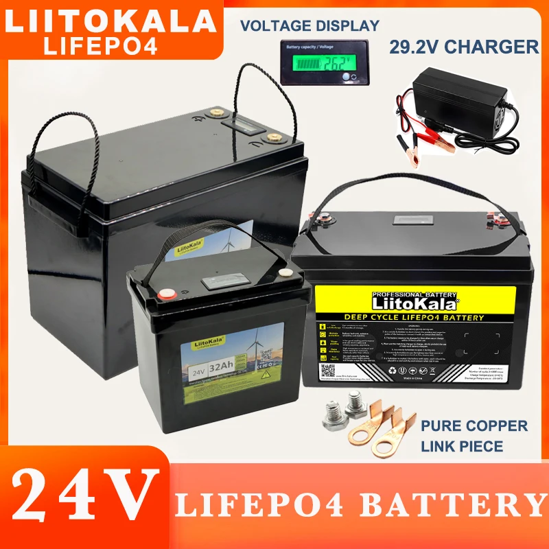 LiitoKala 24V 100Ah 60Ah 32Ah 8 strings LiFePO4 Battery packa for Boat ...
