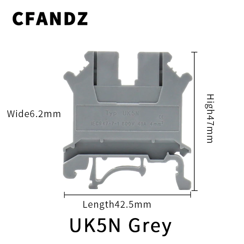 1PCS UK5N Screw Connection Electrical Wiring Conductor Grey Terminal ...