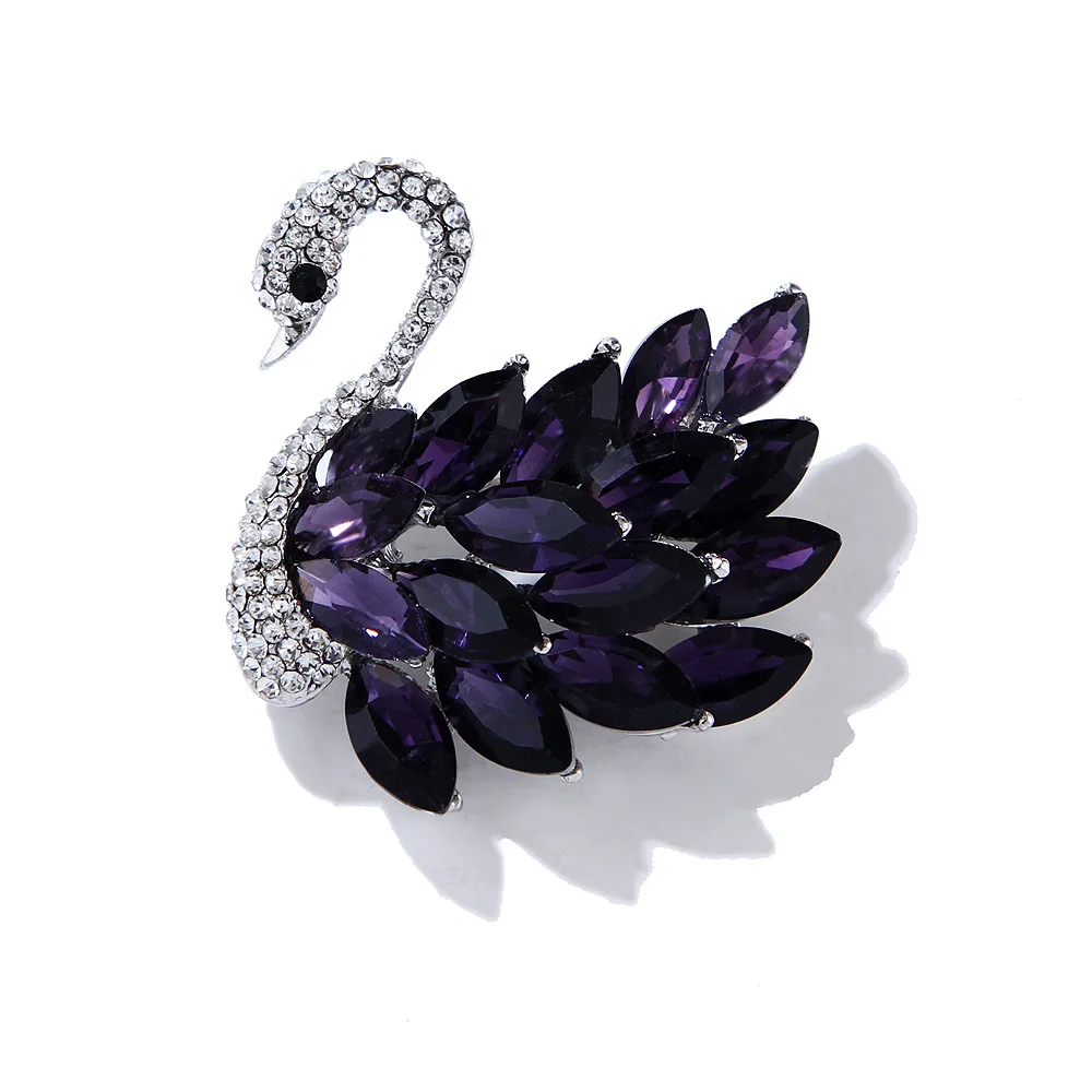 Swan-Pin-Brooch-For-Women-Or-Girls-Purple-Crystal-Brooch-High-Quality ...