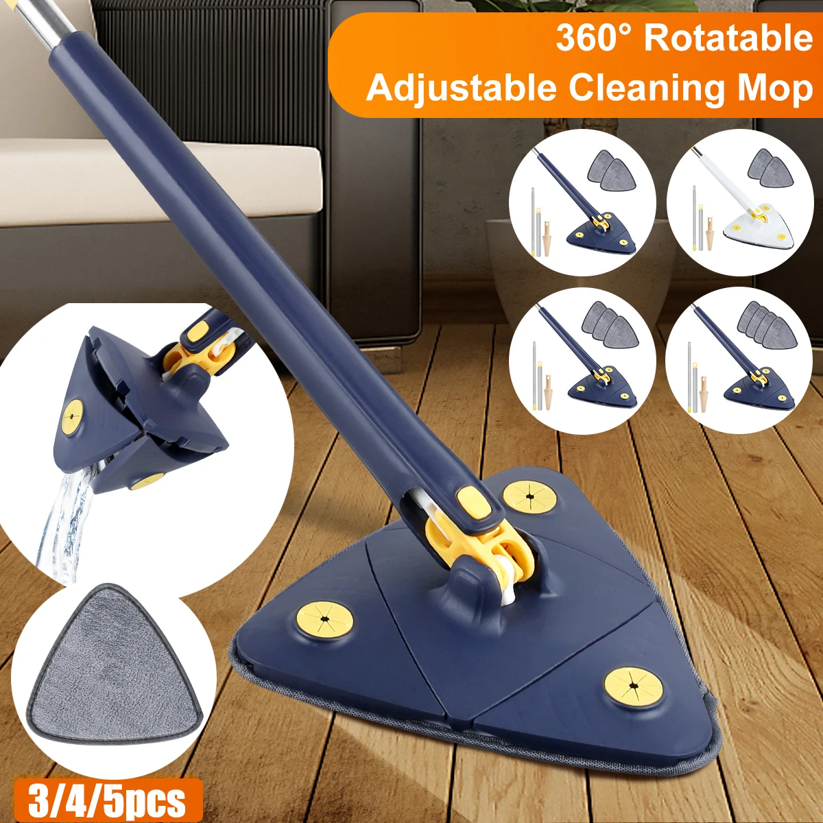 Telescopic-Triangle-Mop-360-Rotatable-Self-wringing-Triangle-Extended ...