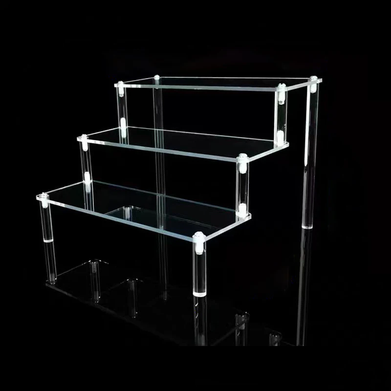 2-5-Tier-Wooden-Clear-and-Black-Acrylic-Display-Step-Stand-for-Toys-Car ...