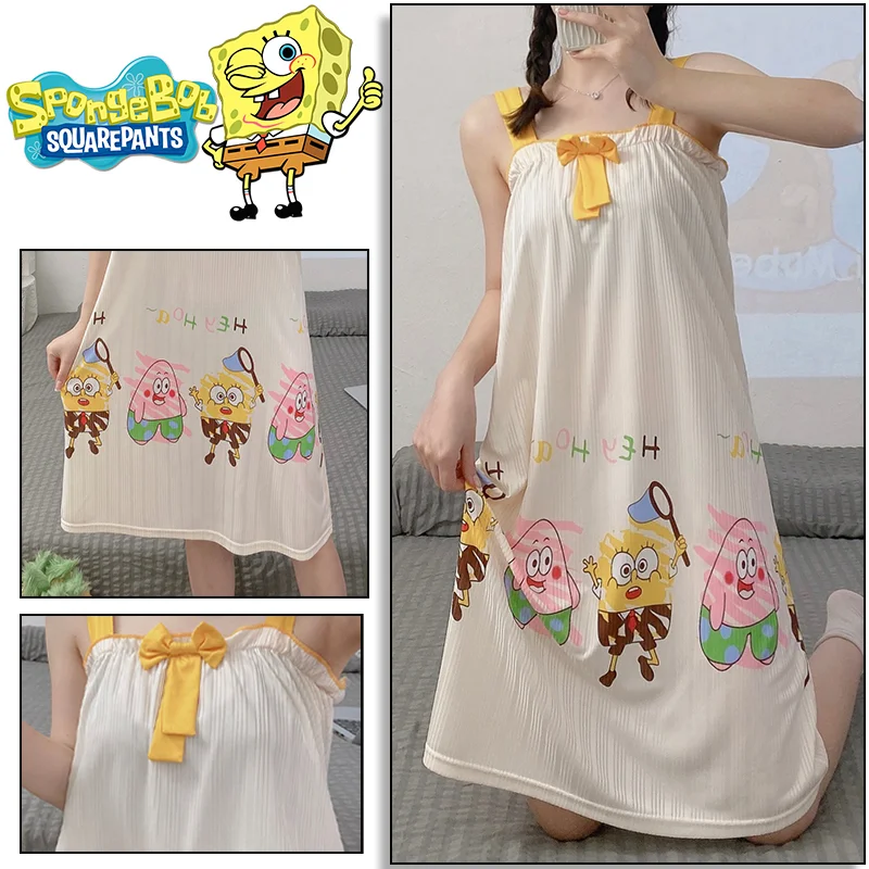 SpongeBob-Frauen-Nachthemd-rmelloses-Kleid-niedlichen-Anime-Cartoon-M ...