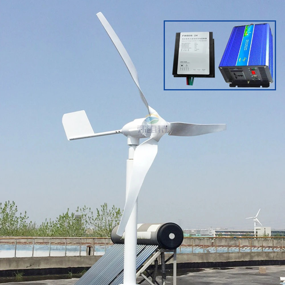 1000W 12V 24V 48V Horizontal Wind Turbine With Wind Charge Controller ...